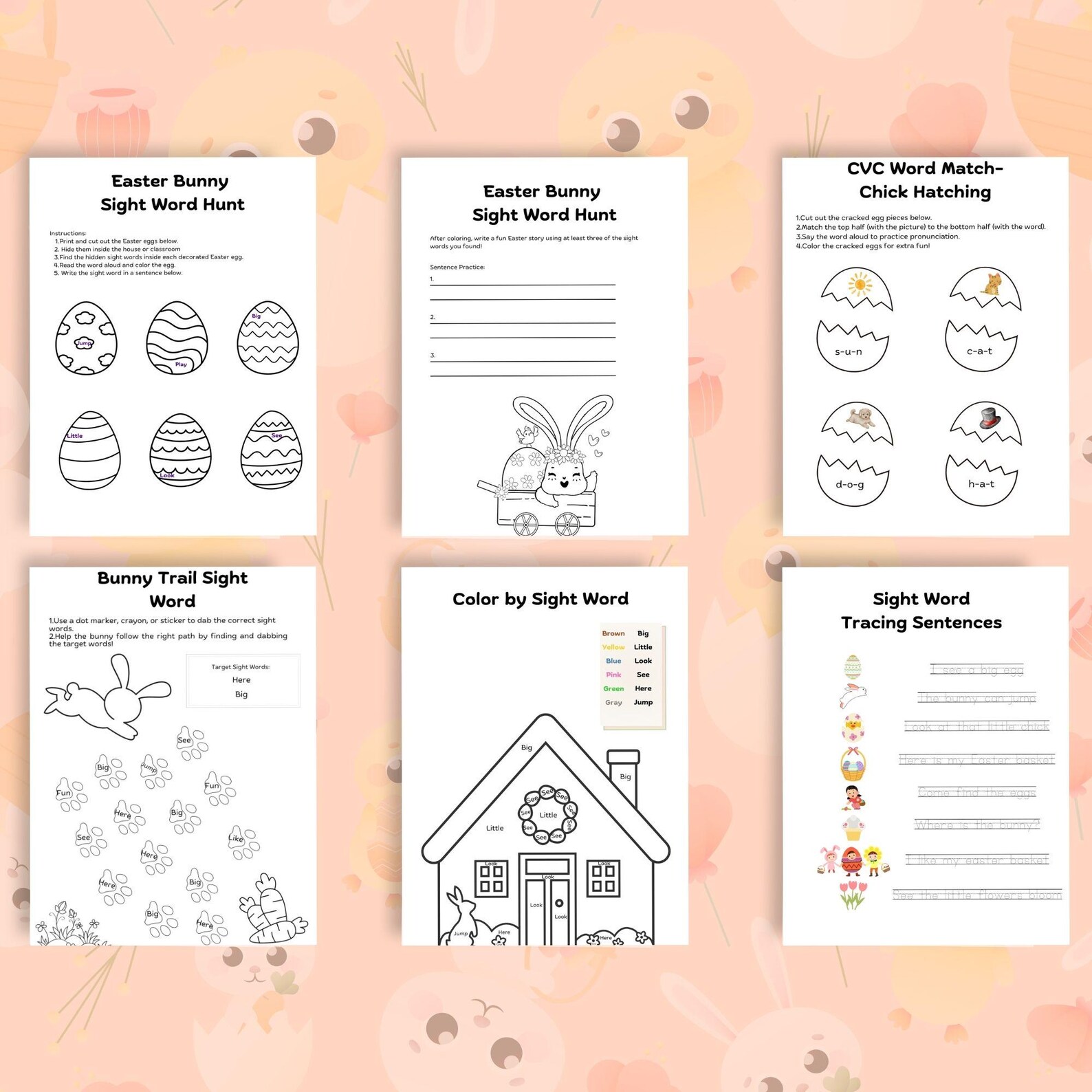 Easter Sight Word Activity Printable, Preschool Easter Tracing and ...