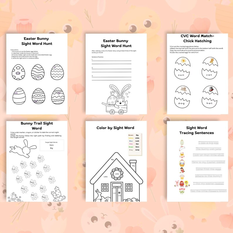 Easter Sight Word Activity Printable, Preschool Easter Tracing and ...