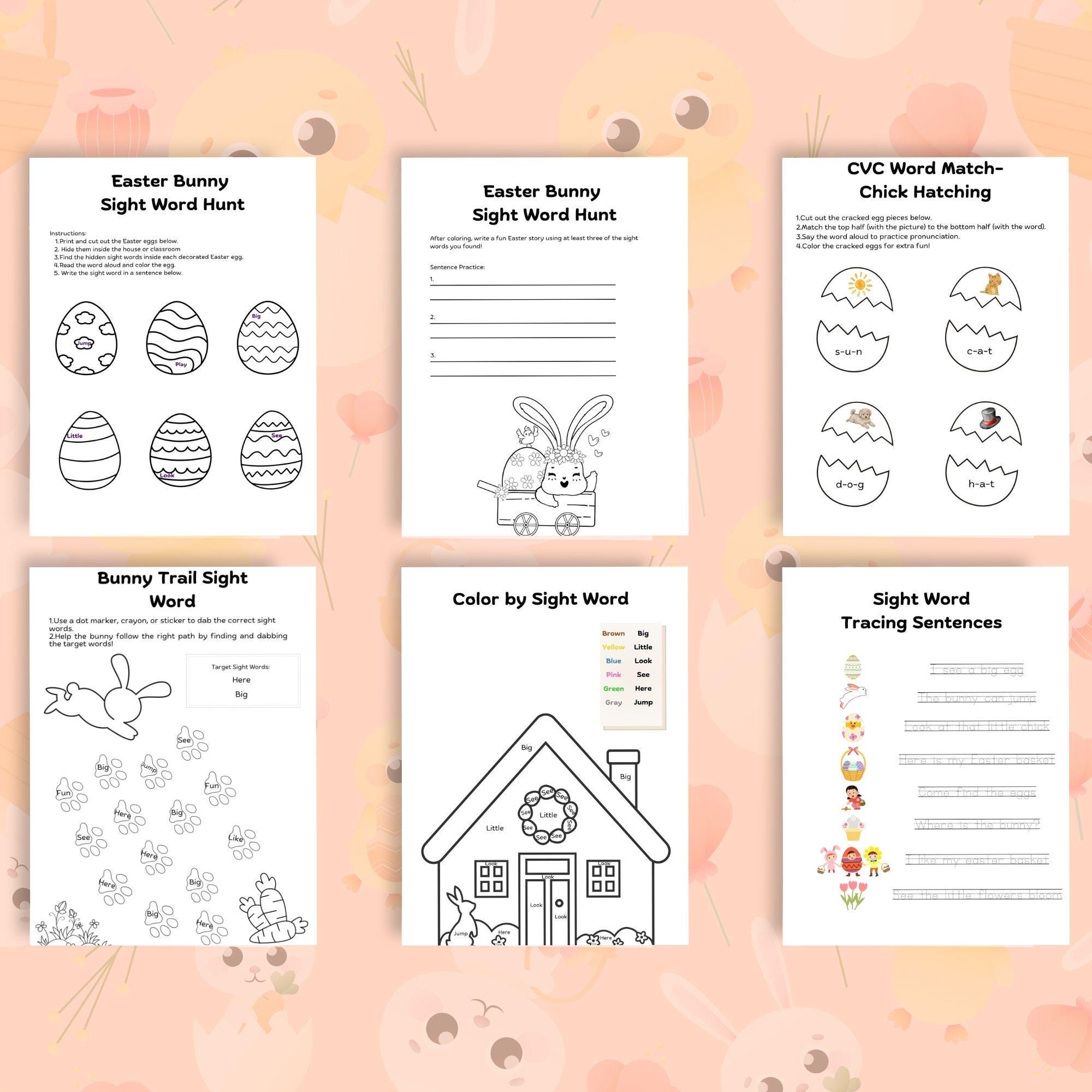 Easter Sight Word Activity Printable, Preschool Easter Tracing and ...