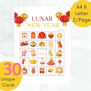 Lunar New Year Bingo Cards for Kids | Chinese New Year Bingo Game | 30 ...