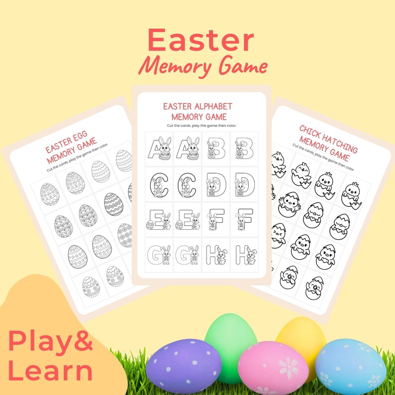 Printable Easter Matching Game for Kids, Easter Memory Game for ...