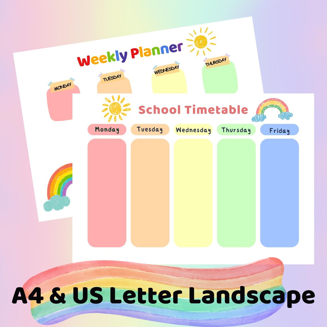 Editable Kids Planner Bundle: Rainbow Homeschool Organizer (canva ...