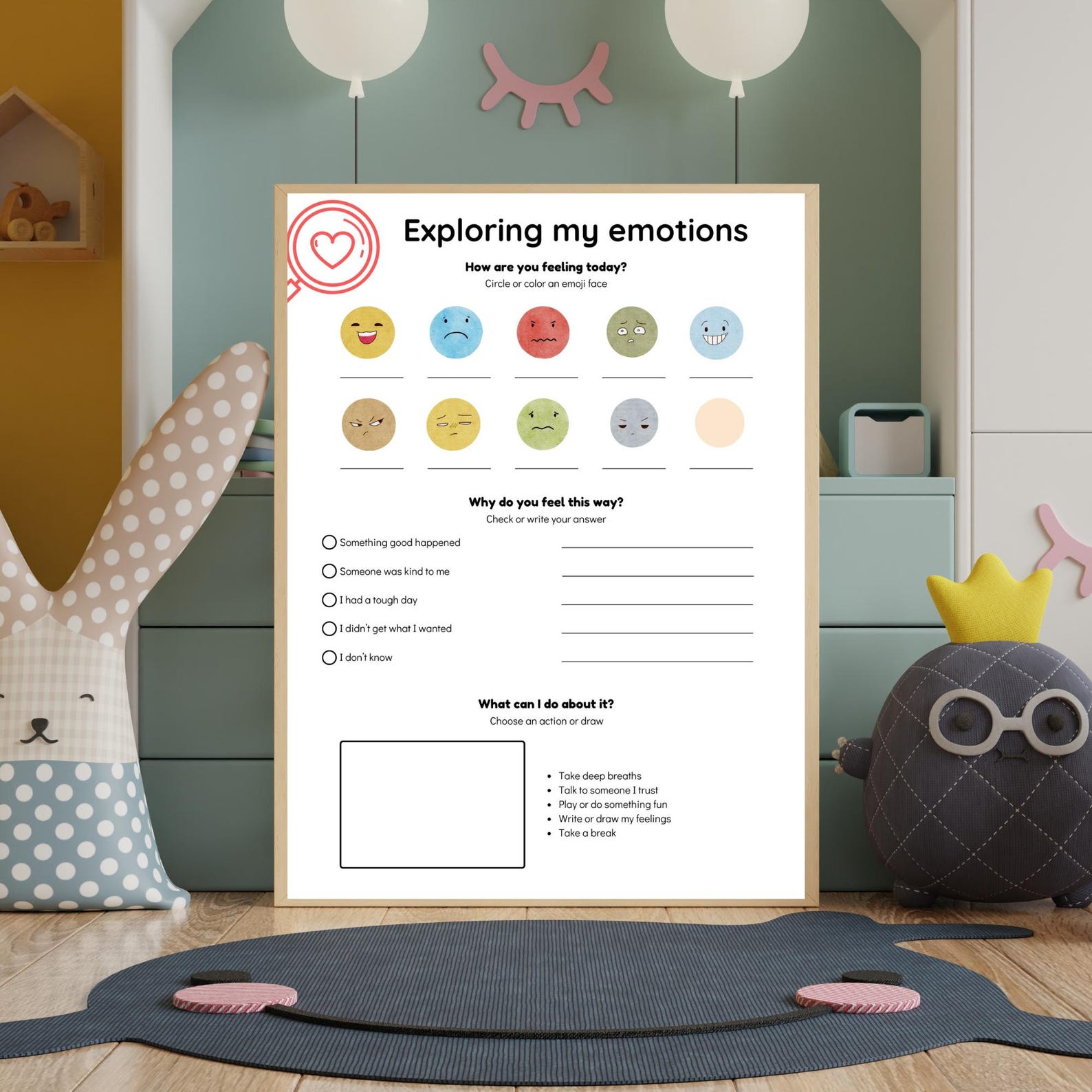 Emotion Flashcards & Playdough Mat Bundle: Feelings Check-in (printable ...