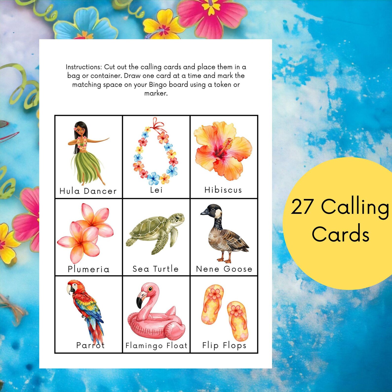 Luau Bingo Game | 30 Tropical Hawaiian Party Cards (instant Download ...