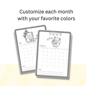 DIY Printable Kawaii Llama Undated Planner, Coloring Planner for Kids ...