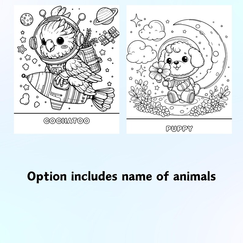 Animals in Space Coloring Pages: Intergalactic Kids Coloring Book (PDF ...