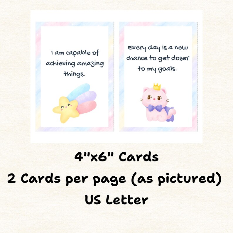 Printable Affirmation Cards for Kids, Pastel Rainbow Backgrounds ...
