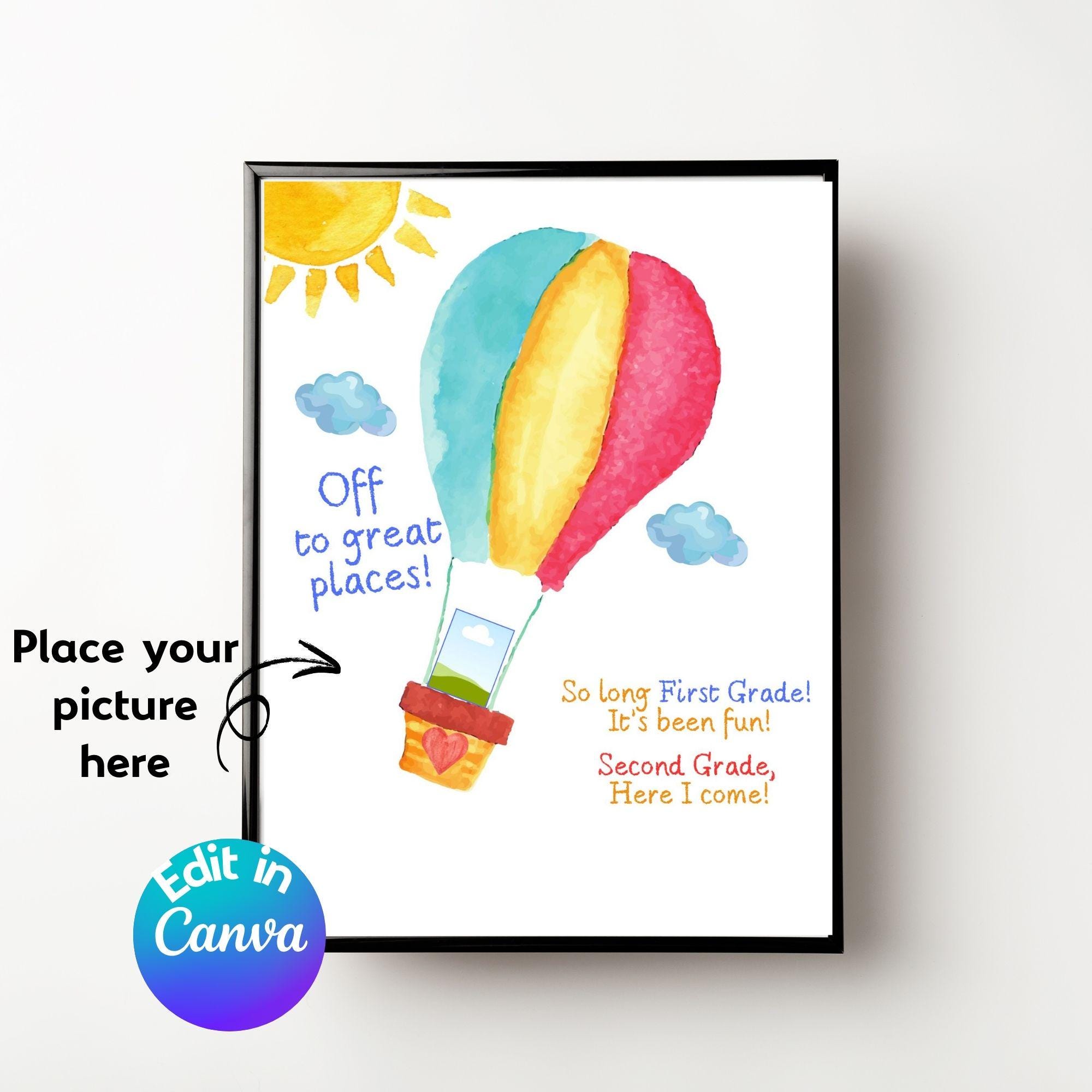 End of Year Handprint Keepsake: Hot Air Balloon School Memory (editable ...