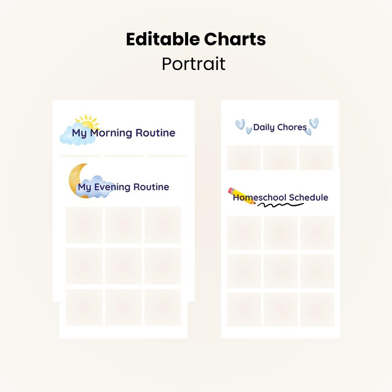 Editable Daily Routine Cards for Kids, Printable Chore Chart for Kids ...