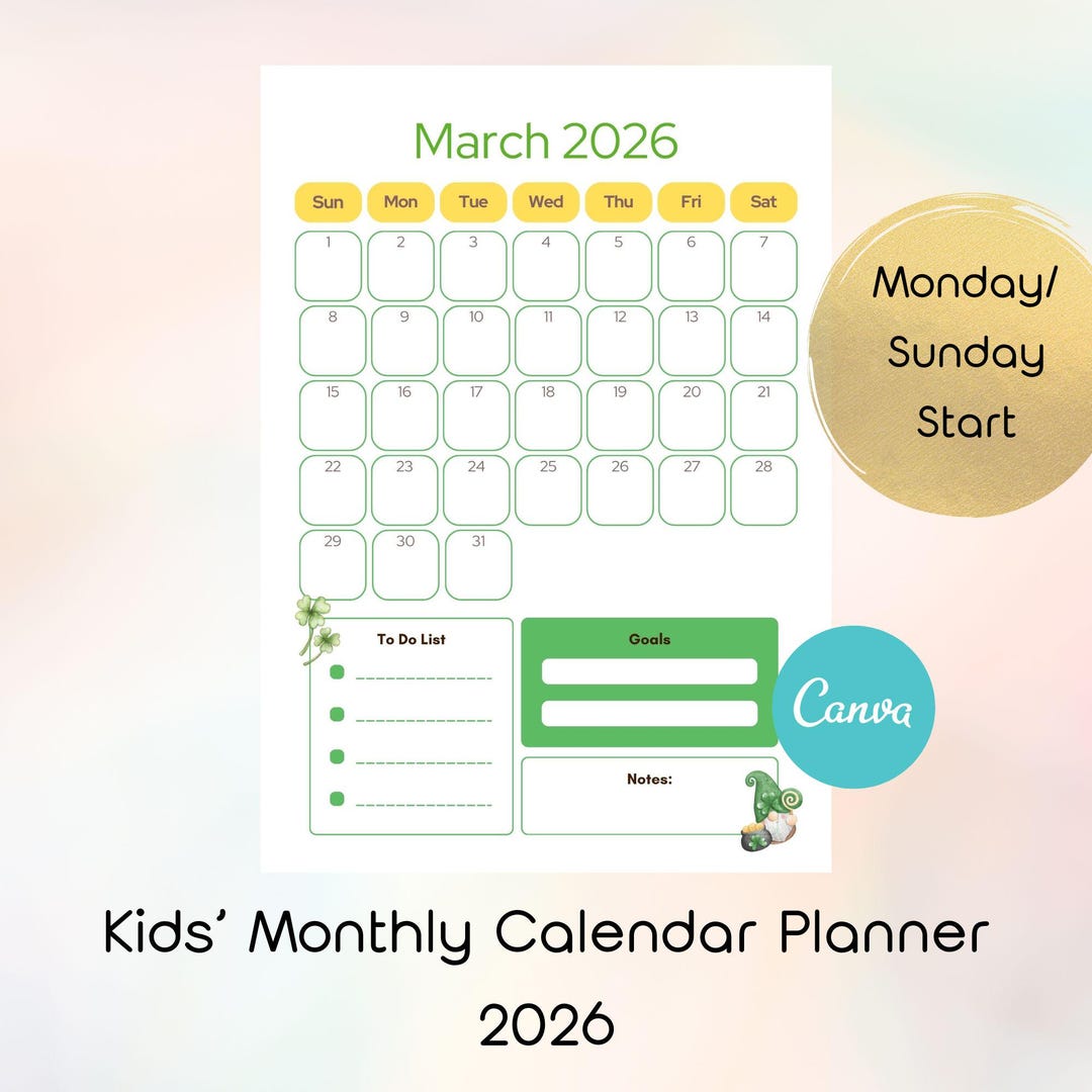 2026 Activity Calendar for Kids: Printable Monthly Organizer (digital ...