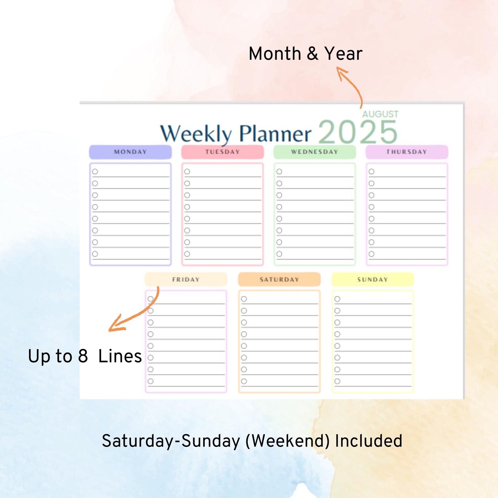 Printable Weekly Planner Calendar 2025, Planner for Moms, Home ...