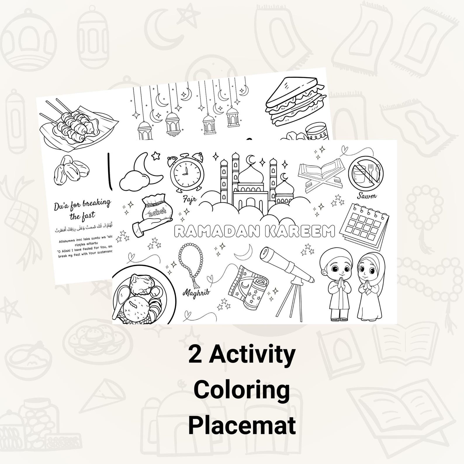 Printable Ramadan Activity Placemat for Kids, Islamic Mealtime Activity ...