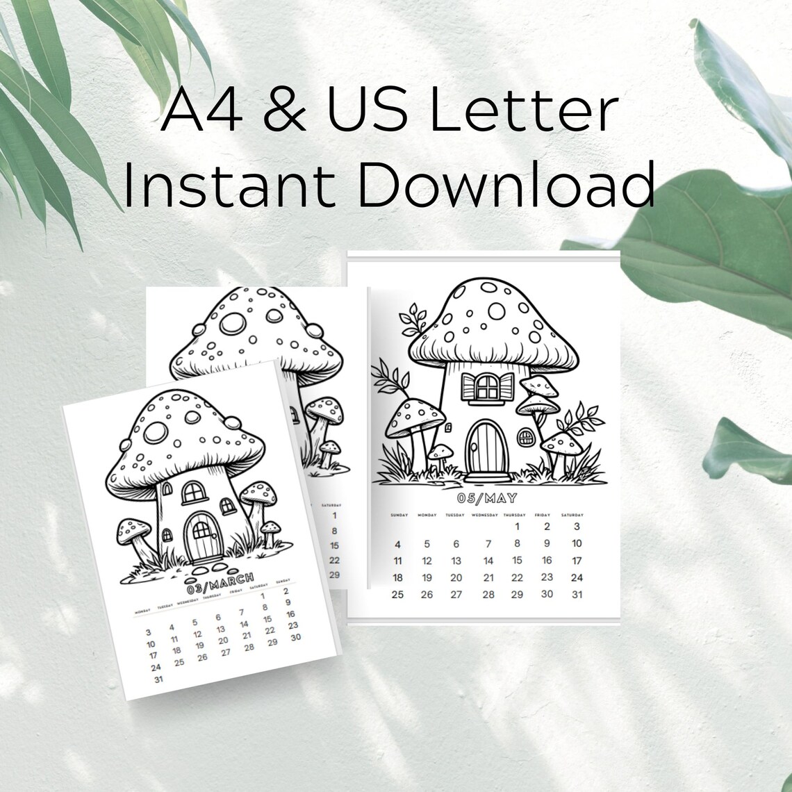 2025 Printable Coloring Calendar, Kids Calendar, 2025 Monthly Planner ...