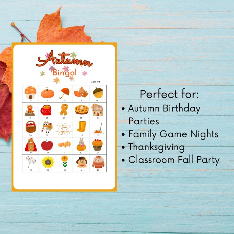 Autumn Bingo Printable Game | Fall Bingo Cards for Kids & Adults ...