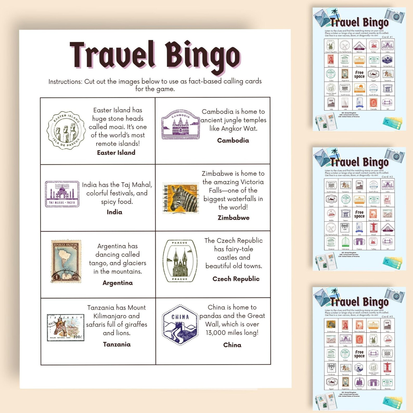 Travel Bingo Printable Game for Kids and Adults | Summer Vacation Bingo ...