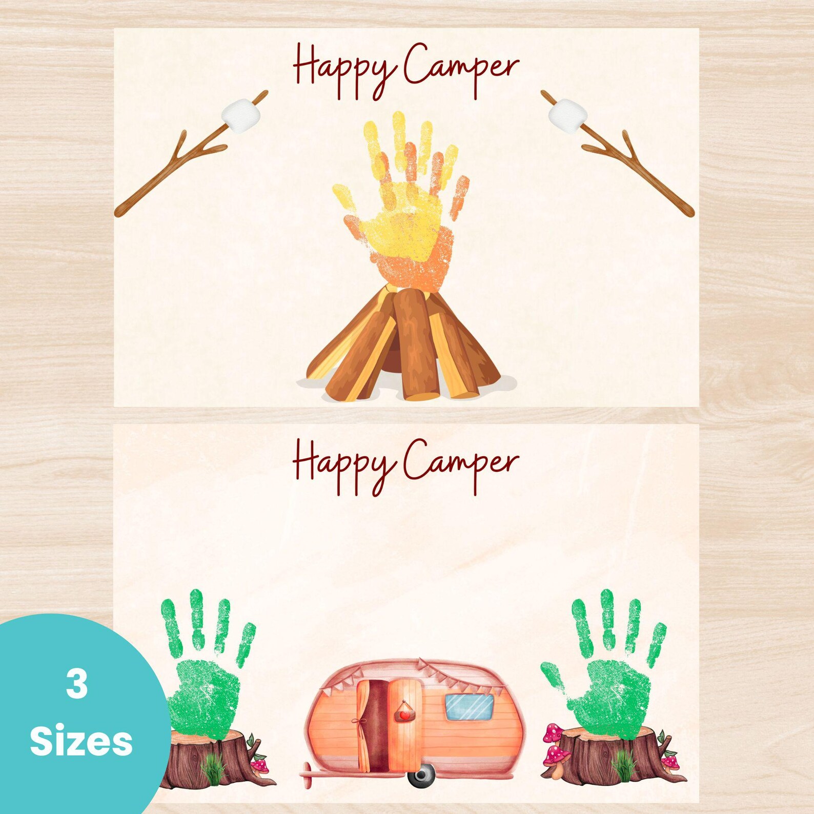 Happy Camper Handprint Craft, Camping Craft for Kids, Summer Preschool ...