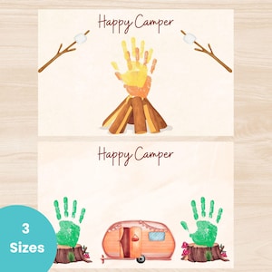 Happy Camper Handprint Craft, Camping Craft for Kids, Summer Preschool ...