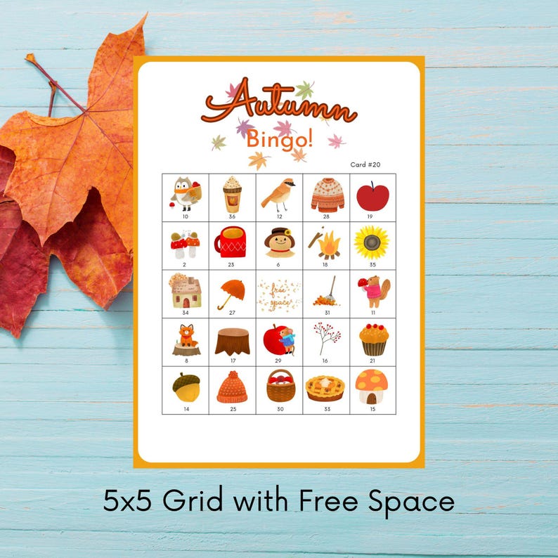 Autumn Bingo Printable Game | Fall Bingo Cards for Kids & Adults ...