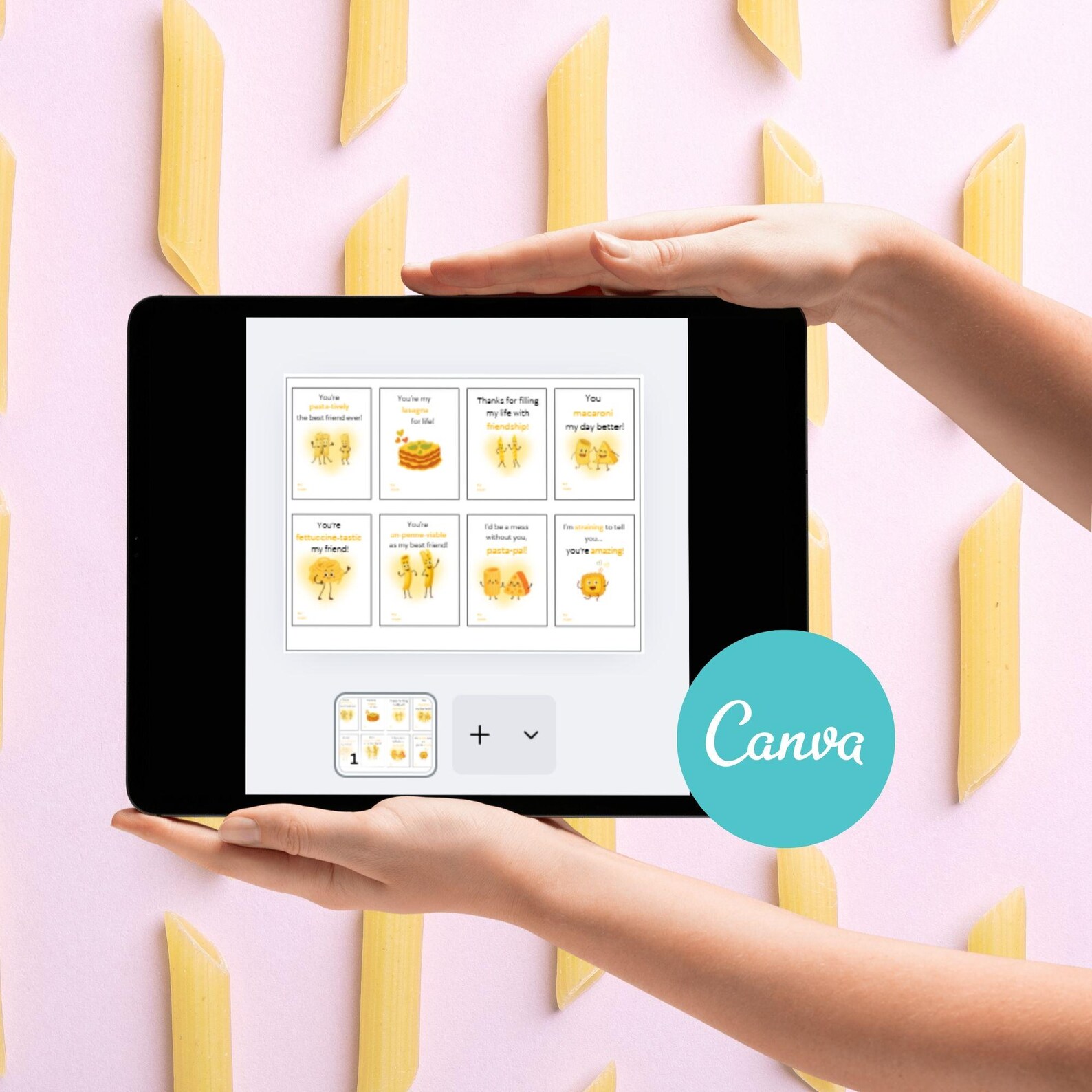Editable Pasta Valentine’s Day Cards for Kids, Canva Template ...