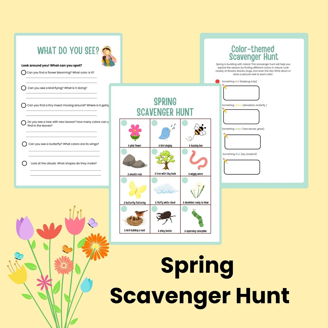 Spring Scavenger Hunt Printable for Kids, Nature Scavenger Hunt ...