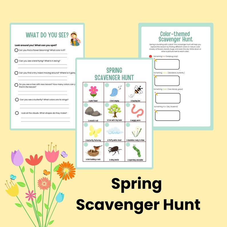 Spring Scavenger Hunt Printable for Kids, Nature Scavenger Hunt ...