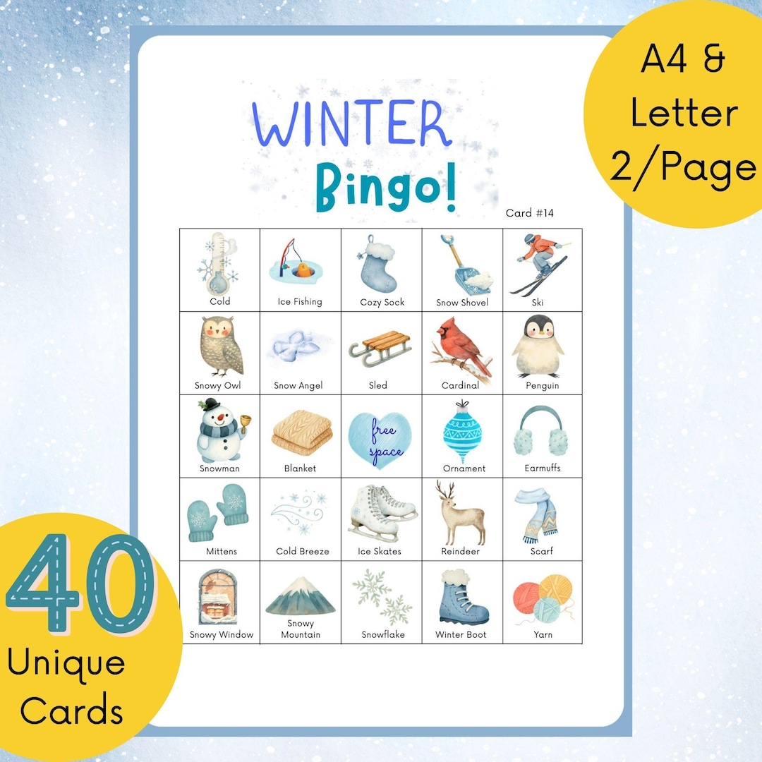 Printable Winter Bingo Game for Kids | Classroom Winter Activity | Snow ...