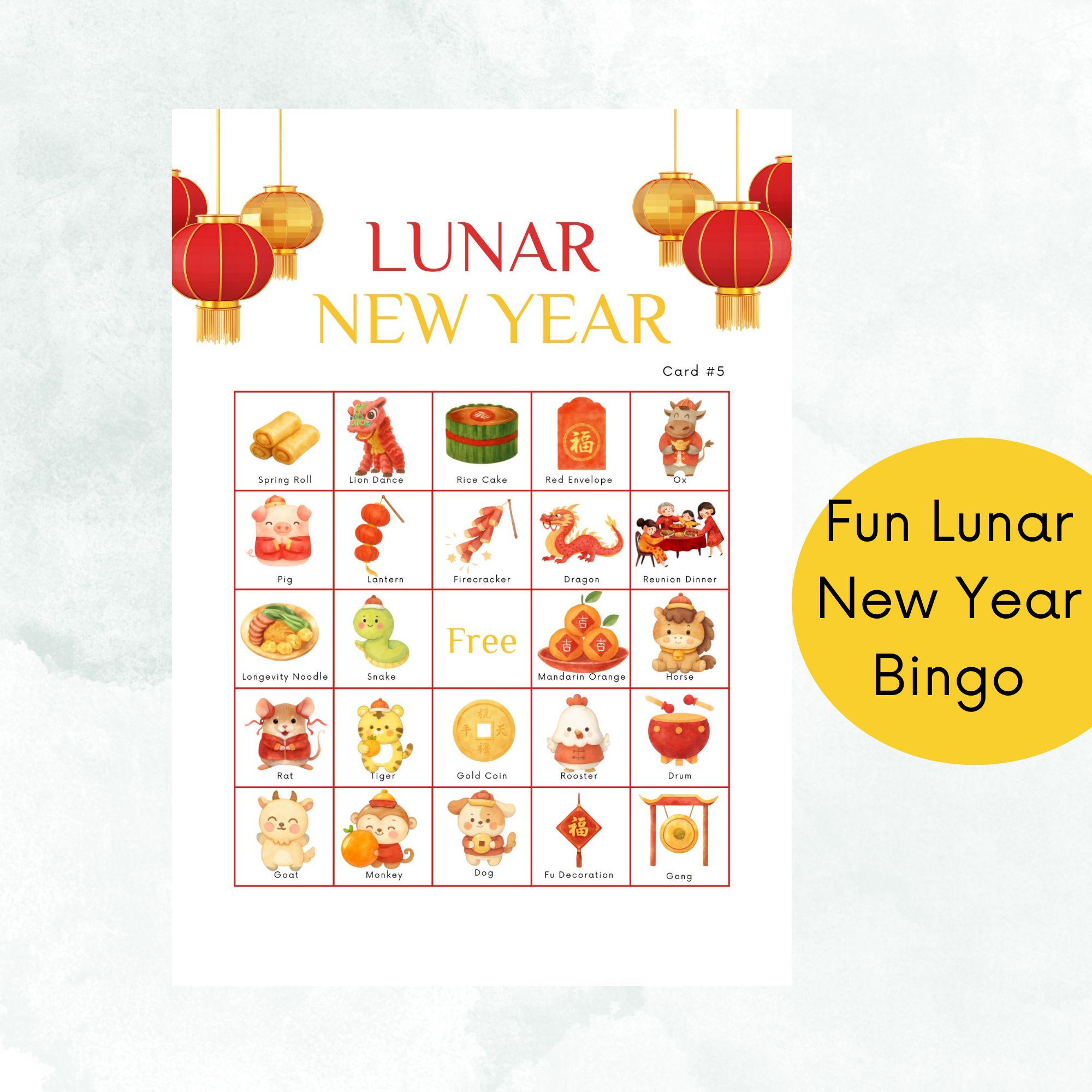 Lunar New Year Bingo Game | 30 Printable Cards (instant Download) - Etsy
