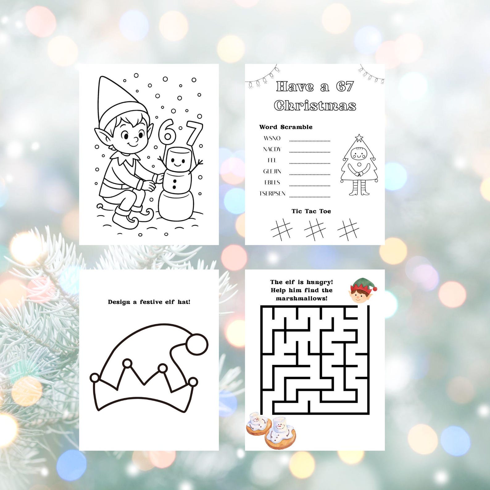 67 Elf Christmas Activity Booklet, Editable Canva Template (printable ...