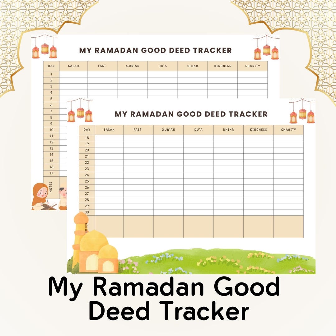 Printable Ramadan Good Deed Tracker for Kids and Adults – Islamic Habit ...