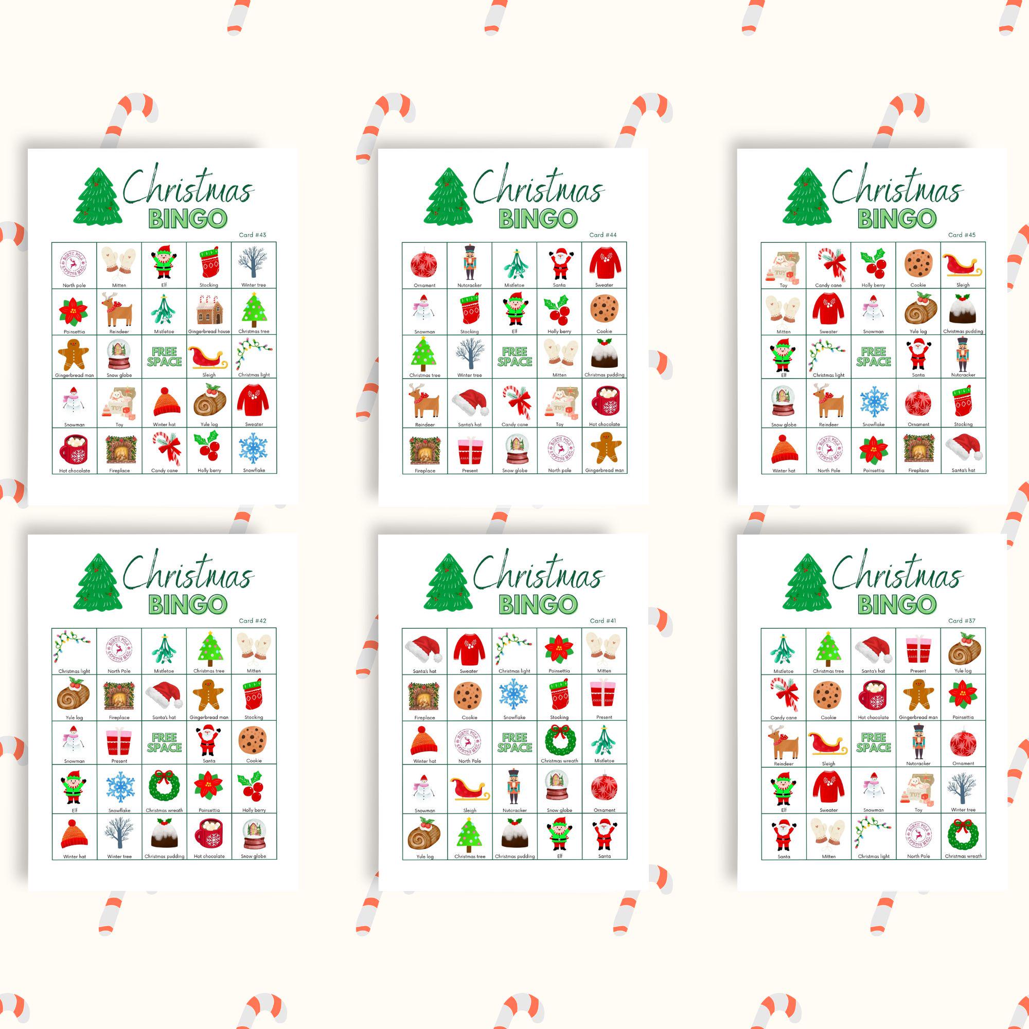 Printable Christmas Bingo Game: 50 Holiday Riddle Cards (A4 & US Letter ...