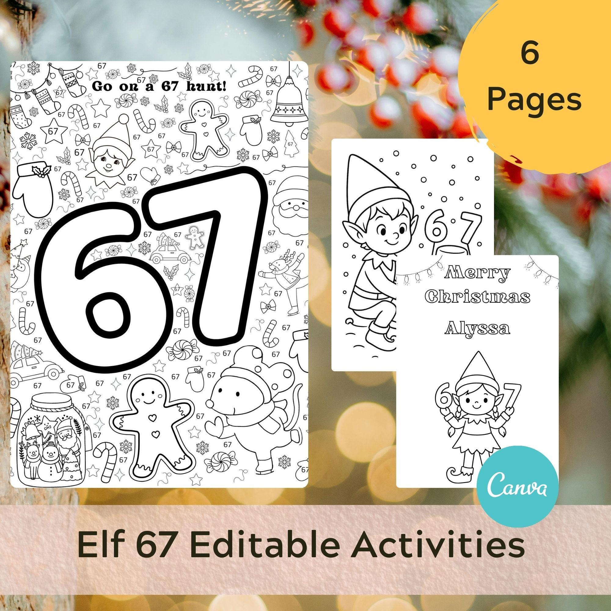 67 Elf Christmas Activity Booklet, Editable Canva Template (printable ...
