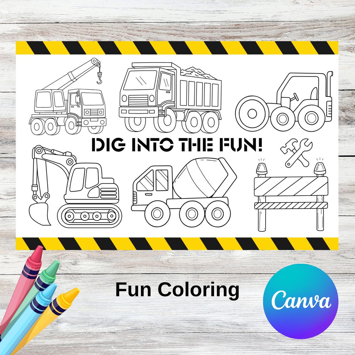 Editable Construction Birthday Placemat for Kids, Printable ...