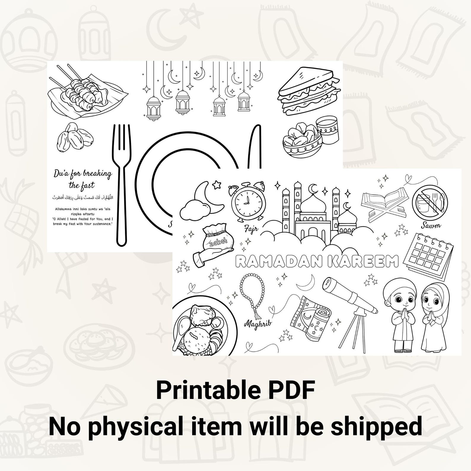 Printable Ramadan Activity Placemat for Kids, Islamic Mealtime Activity ...