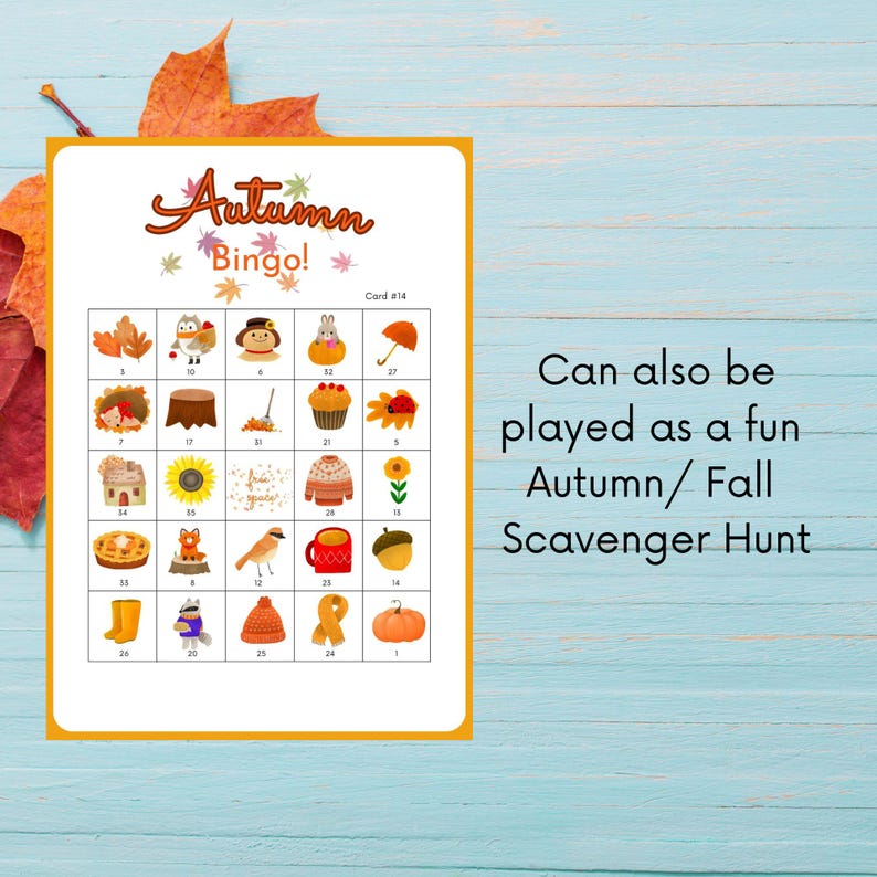 Autumn Bingo Printable Game | Fall Bingo Cards for Kids & Adults ...