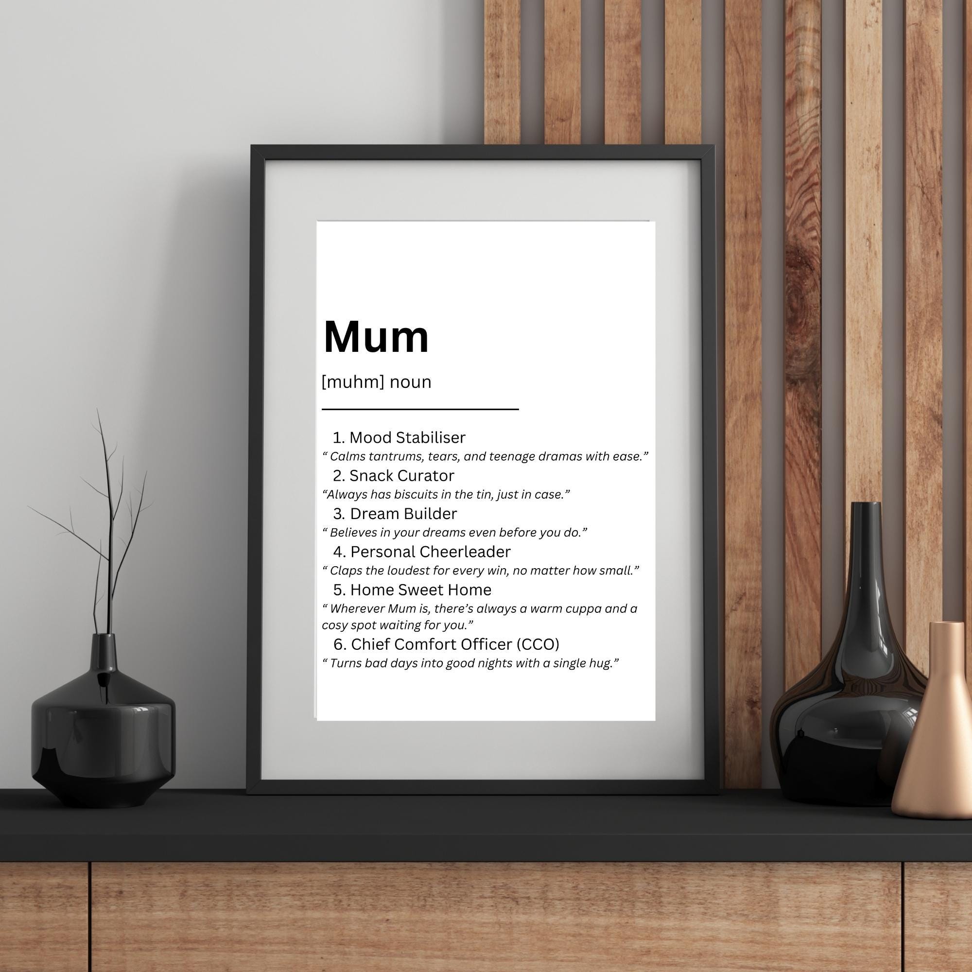 Minimalist Mum Typography Wall Art Printable, Mum Definition Print ...