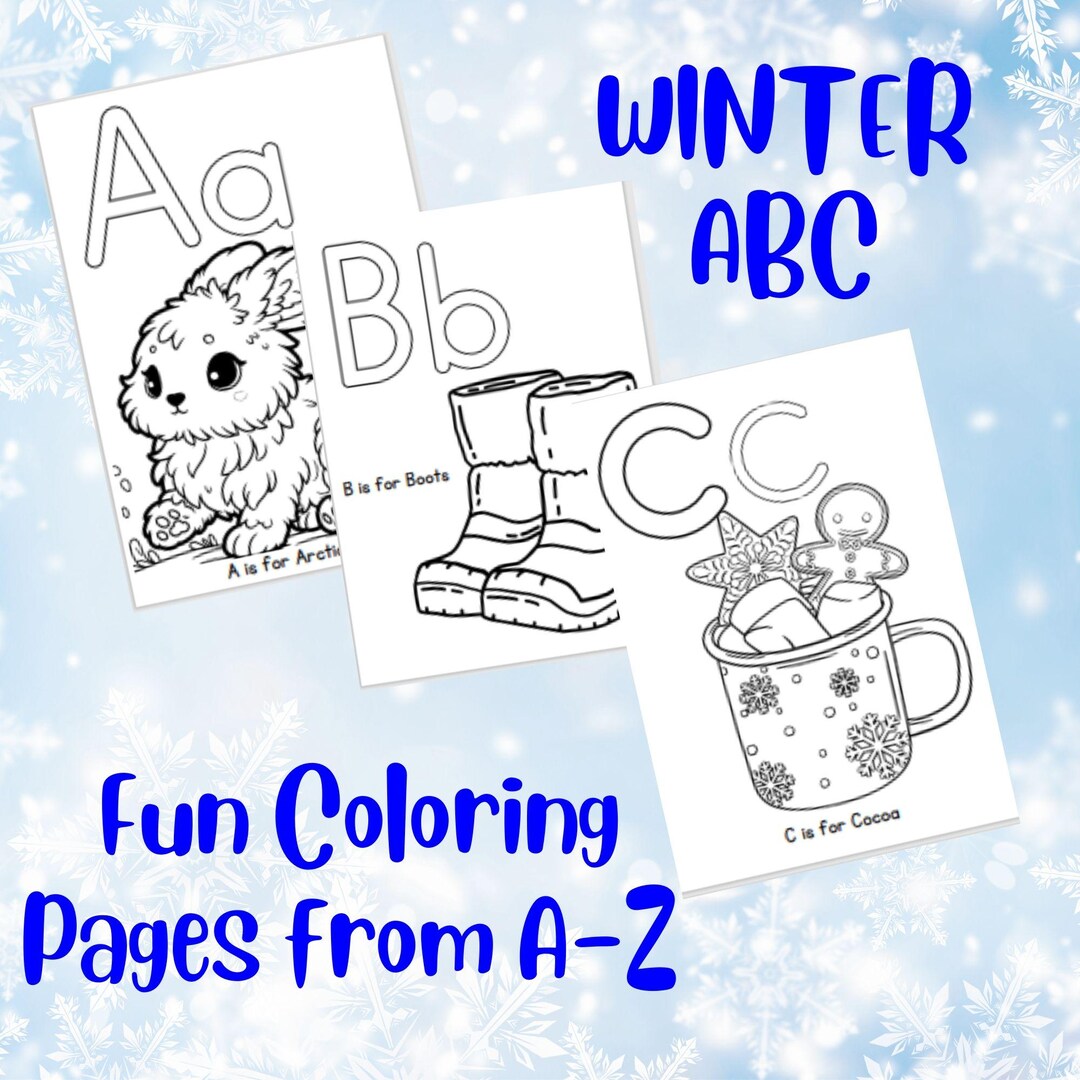 Winter Alphabet Coloring Pages for Kids, Winter-themed for Preschool ...
