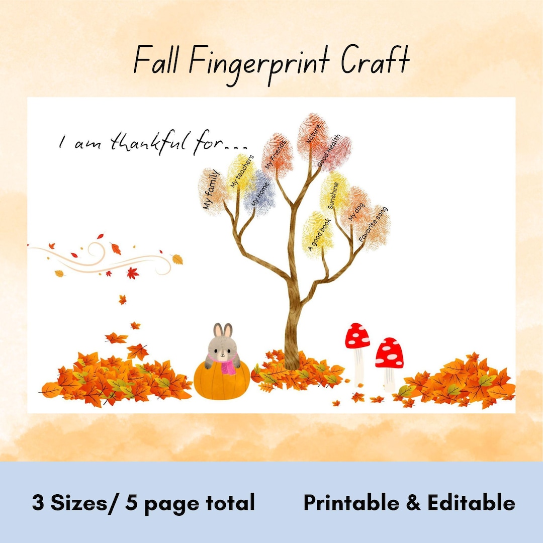 Thanksgiving Fingerprint Tree Craft: Gratitude Activity for Kids (canva ...