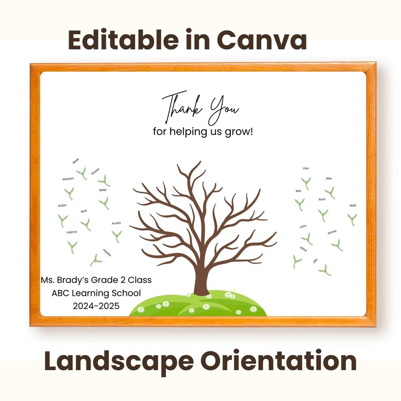 Printable Teacher Appreciation Gift, Fingerprint Tree Editable Canva ...