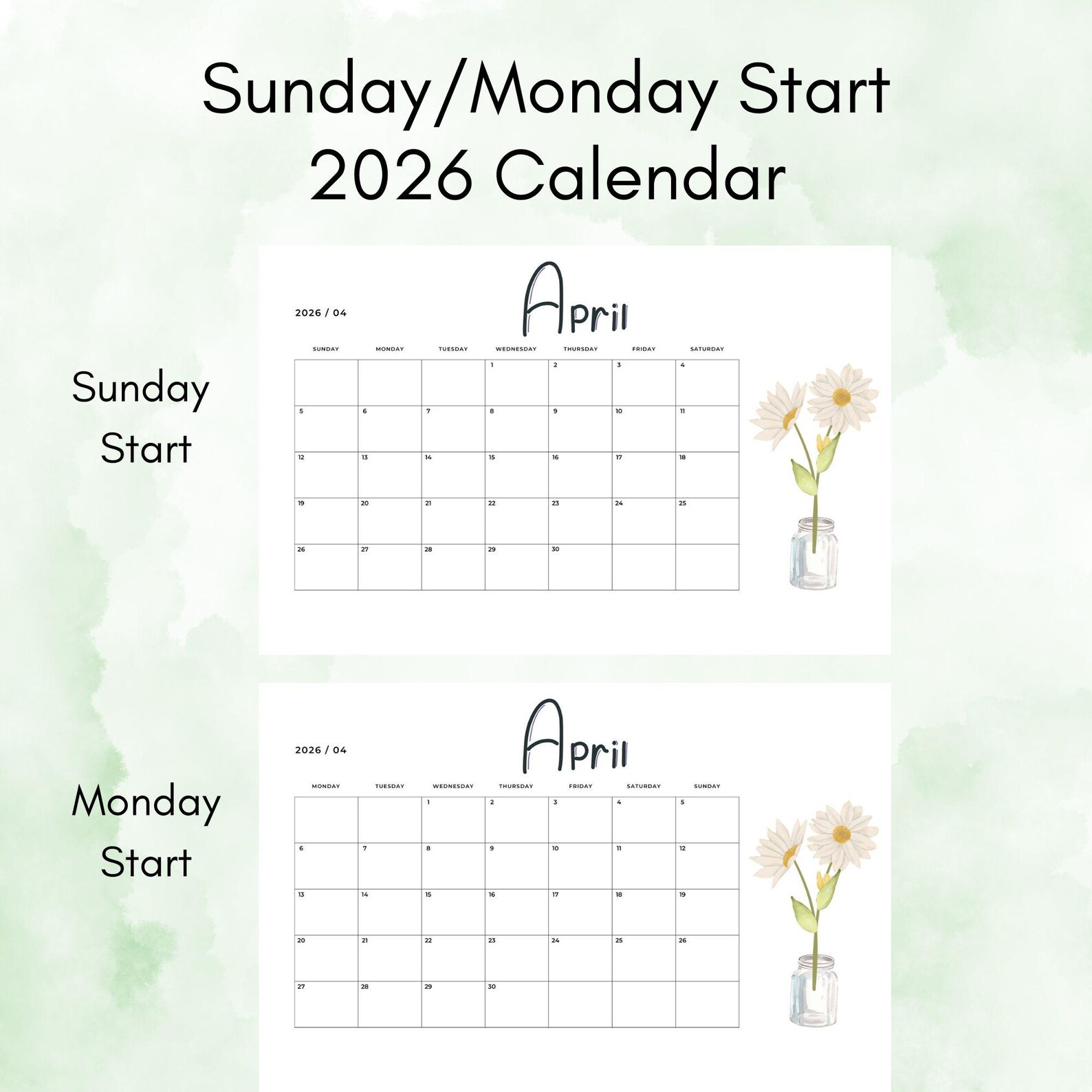 Birth Flower Calendar 2026 Printable PDF | Editable Canva Wall Calendar ...