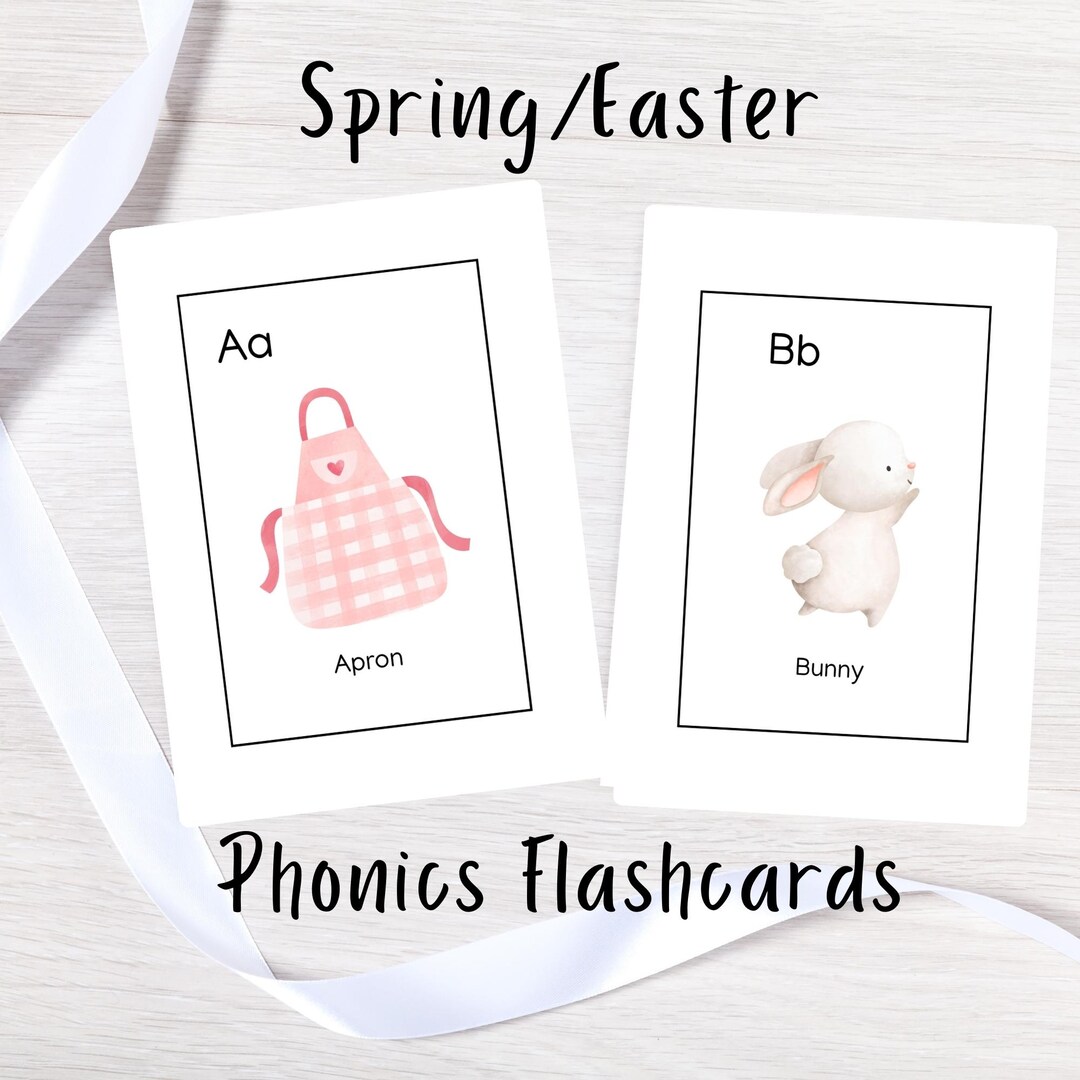 Easter Phonics Flashcards Printable, Spring Alphabet Flashcards for ...