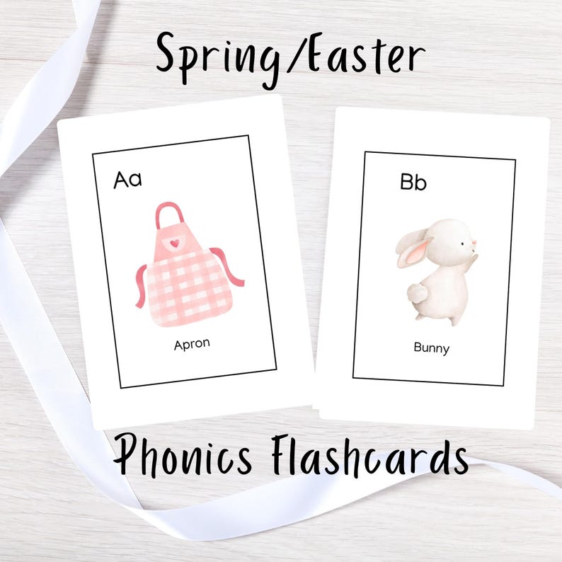 Easter Phonics Flashcards Printable, Spring Alphabet Flashcards for ...