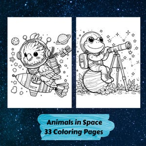 Animals in Space Printable Coloring Pages, Intergalactic Coloring Book ...
