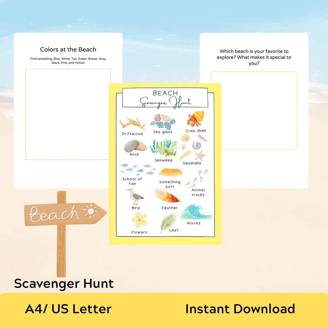 Beach Scavenger Hunt & Beach Observation Journal for Kids | Summer ...