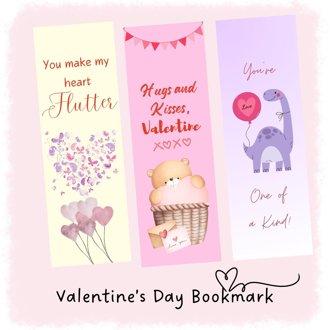 Printable Valentines Day Bookmarks for Kids, Cute Classroom Exchange ...