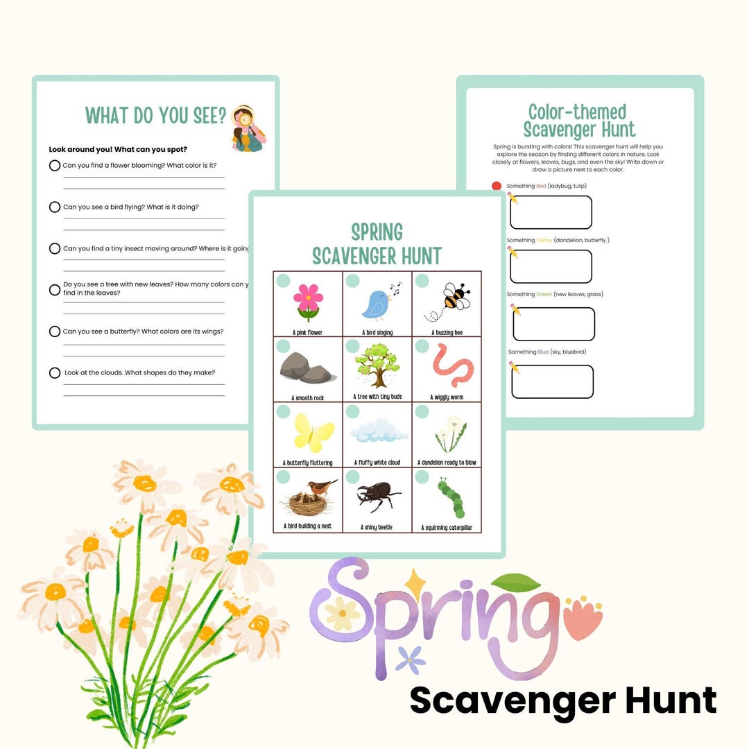Spring Nature Scavenger Hunt for Kids: Outdoor Activity (printable PDF ...