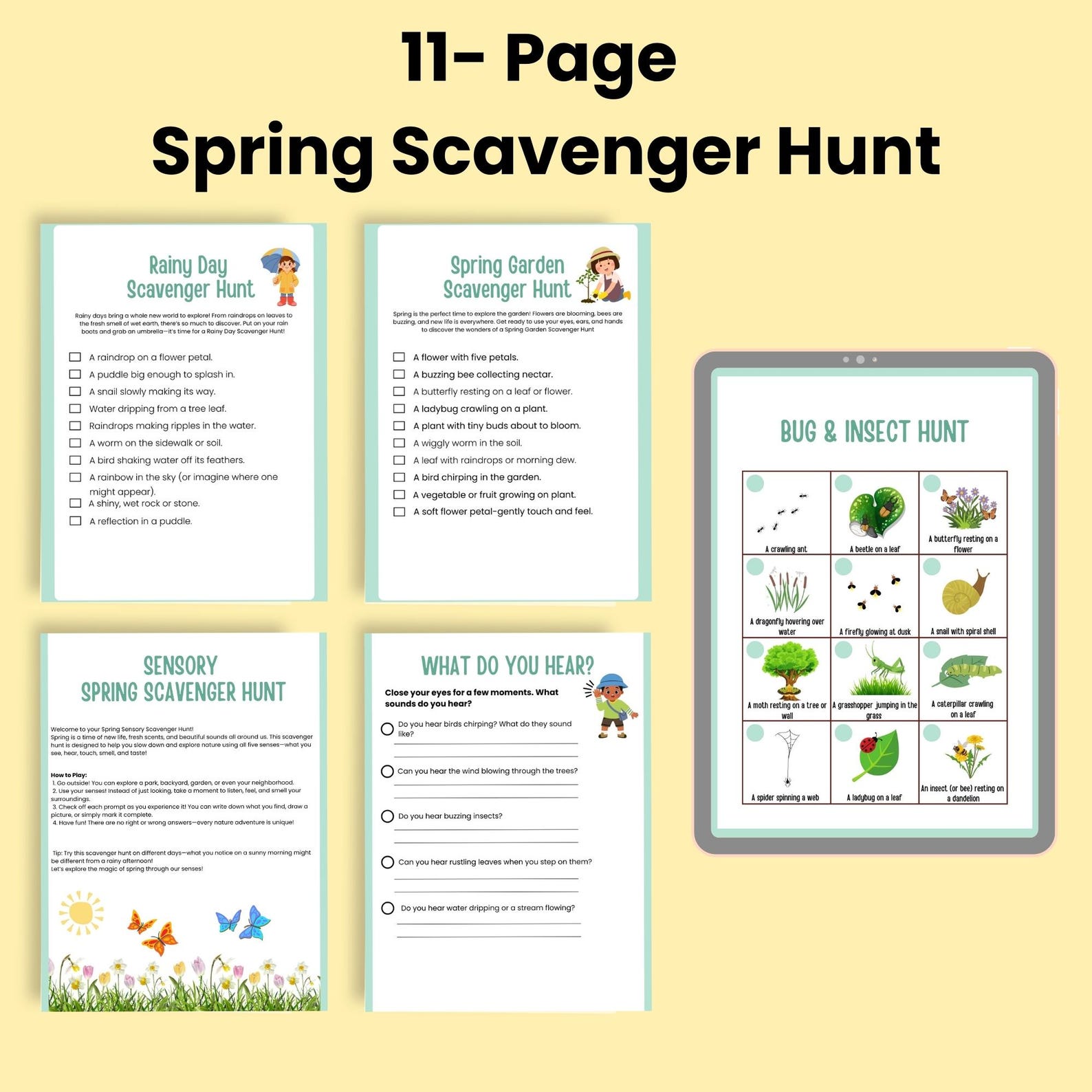 Spring Scavenger Hunt Printable for Kids, Nature Scavenger Hunt ...
