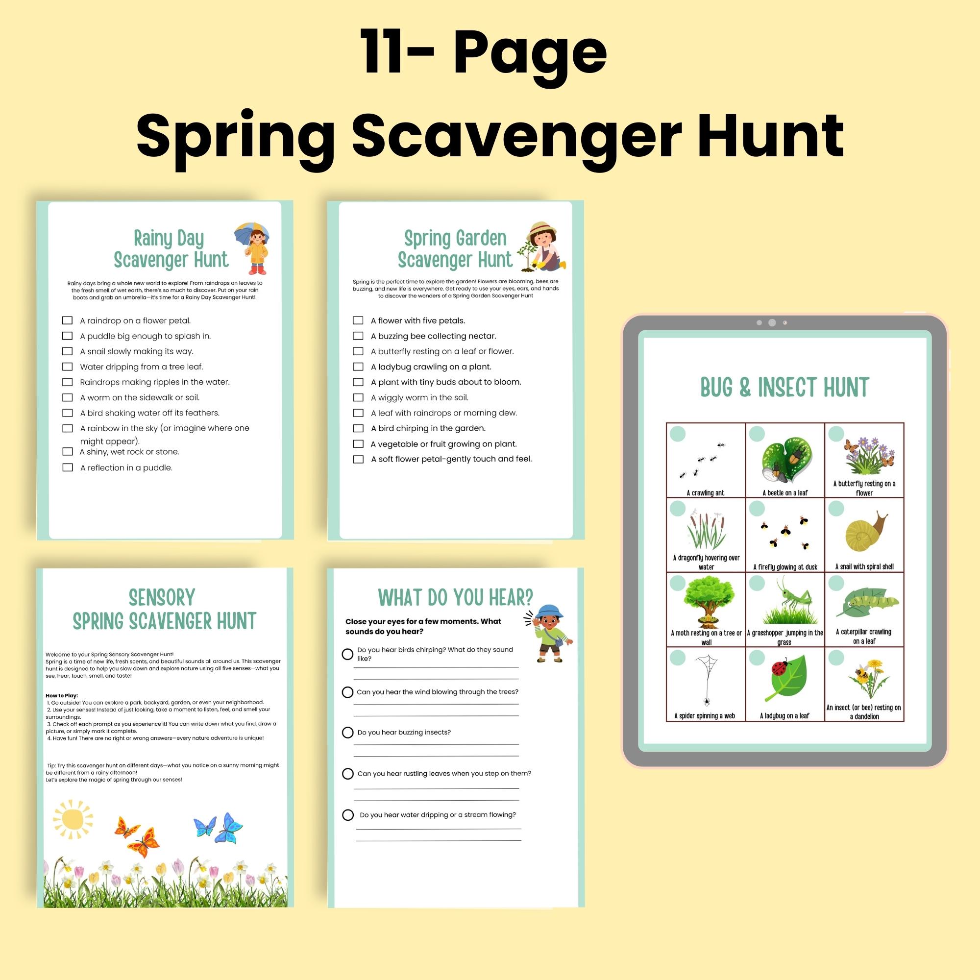 Spring Scavenger Hunt Printable for Kids, Nature Scavenger Hunt ...