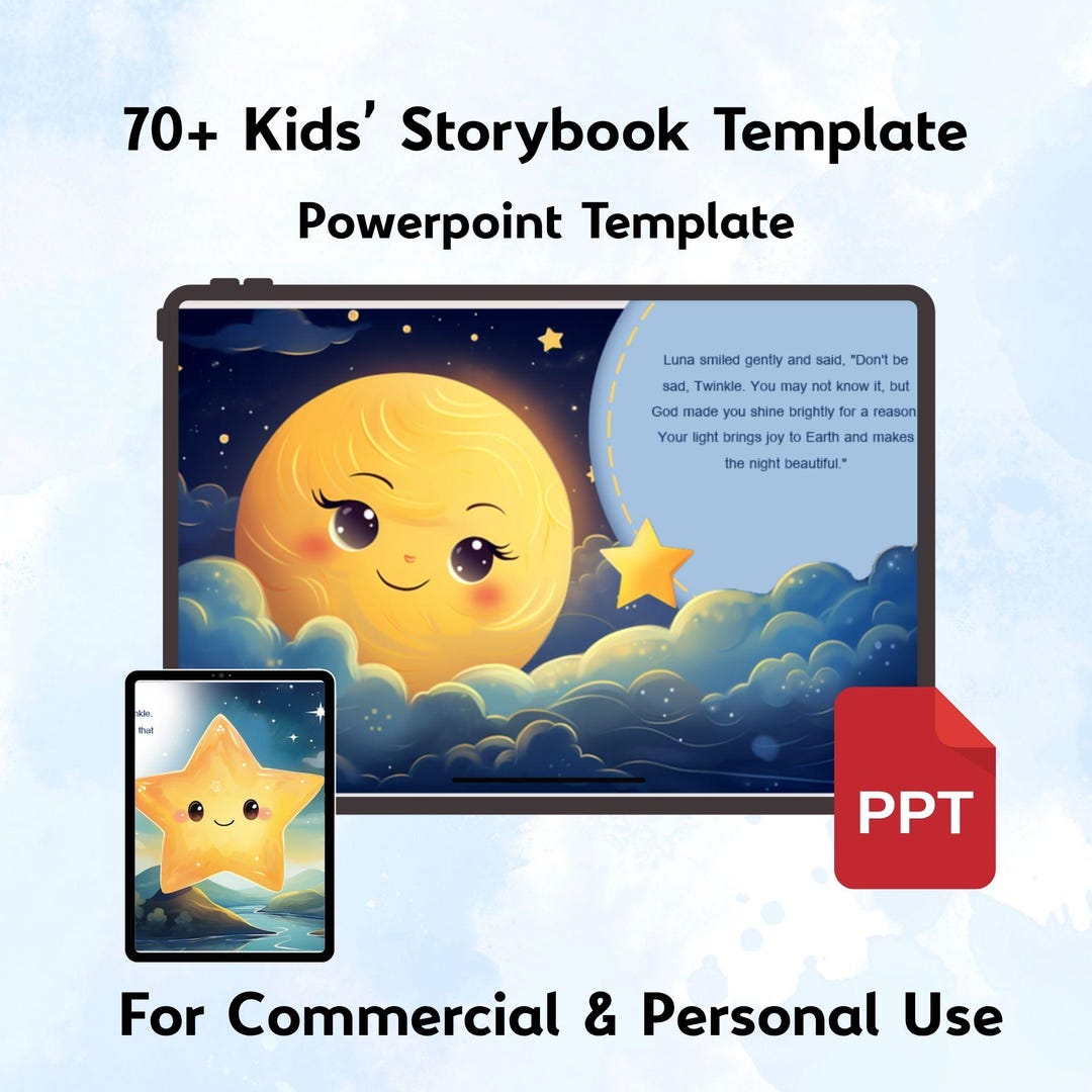 75 Editable Kids Storybook Powerpoint Templates, Children's Book PLR ...