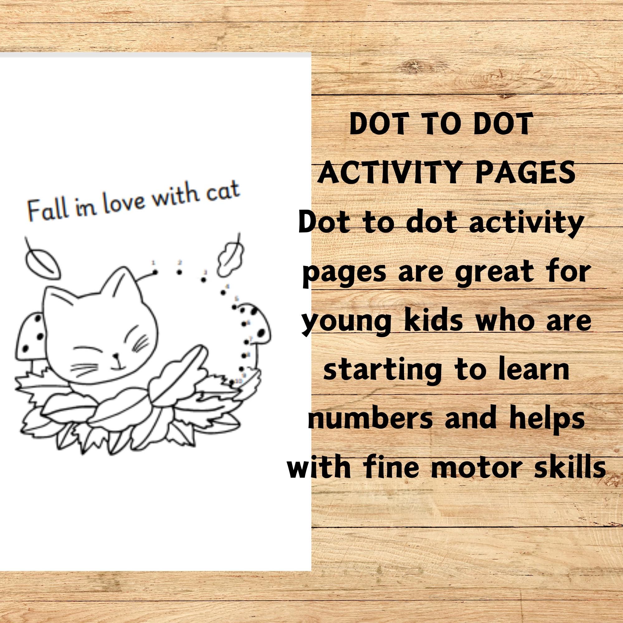 Whimsical Cats Connect the Dots Coloring Pages, Easy Coloring, Dot-to ...
