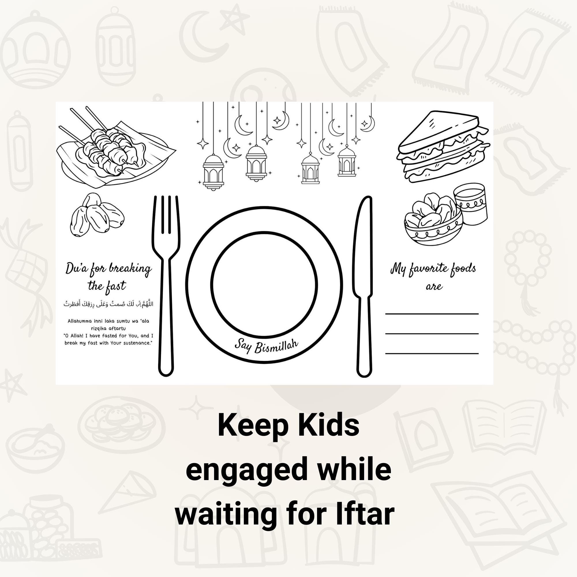 Printable Ramadan Activity Placemat for Kids, Islamic Mealtime Activity ...